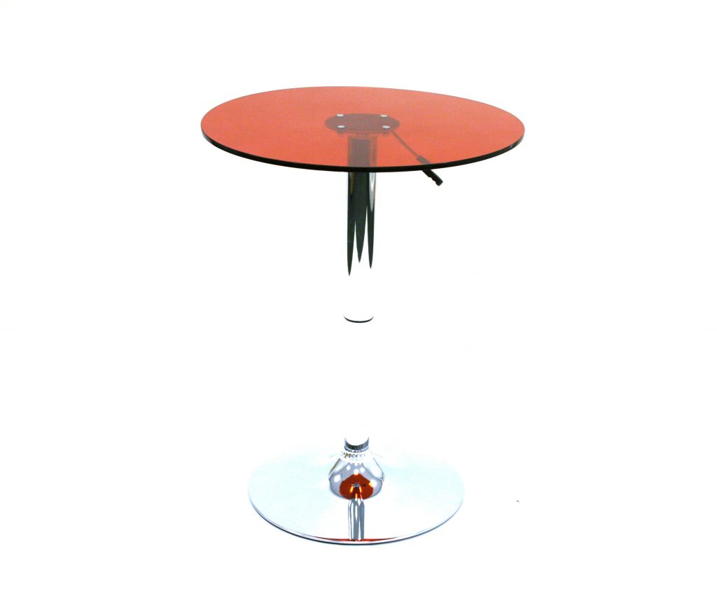 Red Acrylic Swivel Table Hire - Bistros, Events, Stands - BE Event Hire