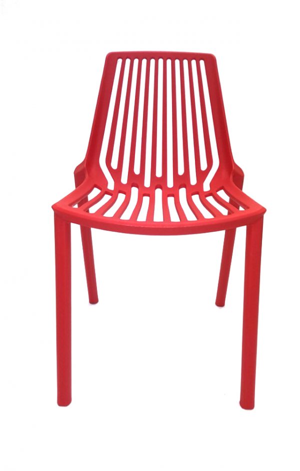Red Plastic Stacking Chair Hire - Events, Exhibitions - BE Furniture Hire