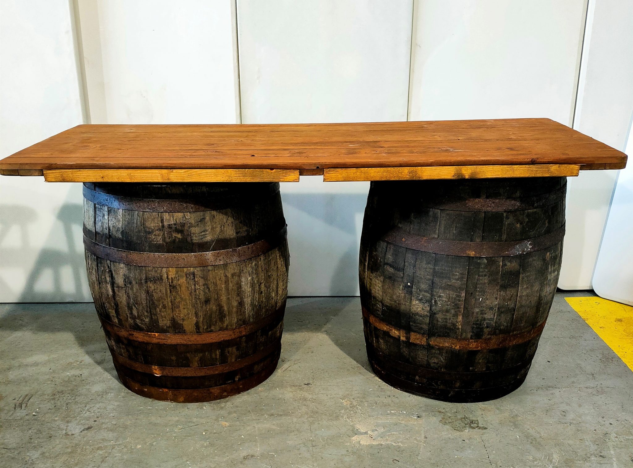 Rustic Barrel Table 6' Hire - Weddings, Events - BE Event Hire
