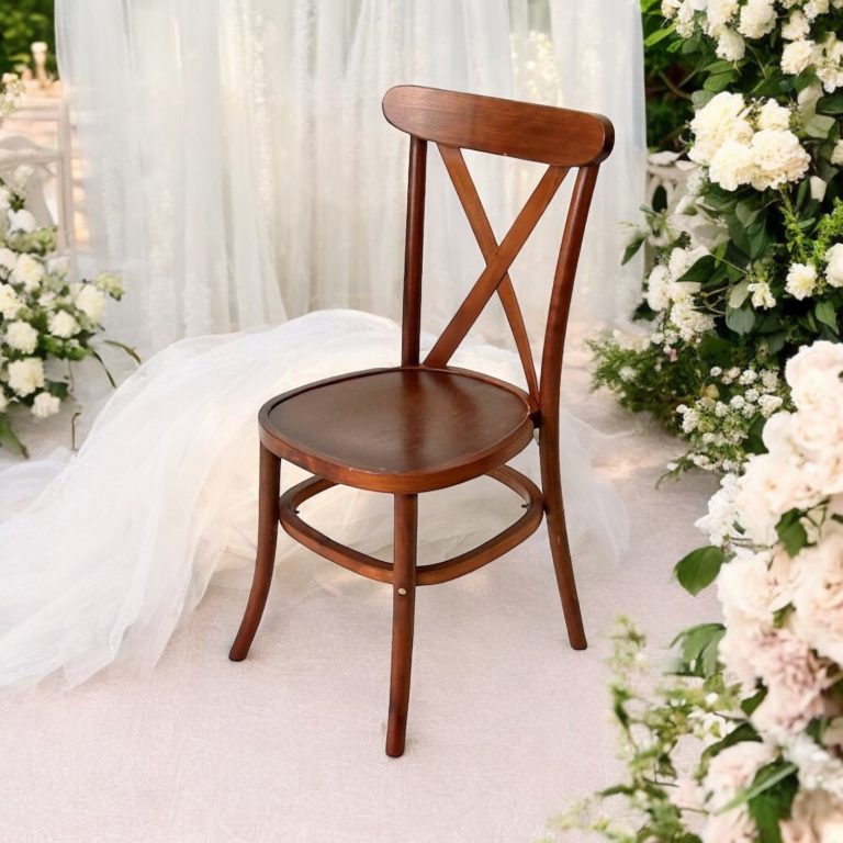 Wooden Crossback Chair Hire - Weddings, Events - BE Event Hire